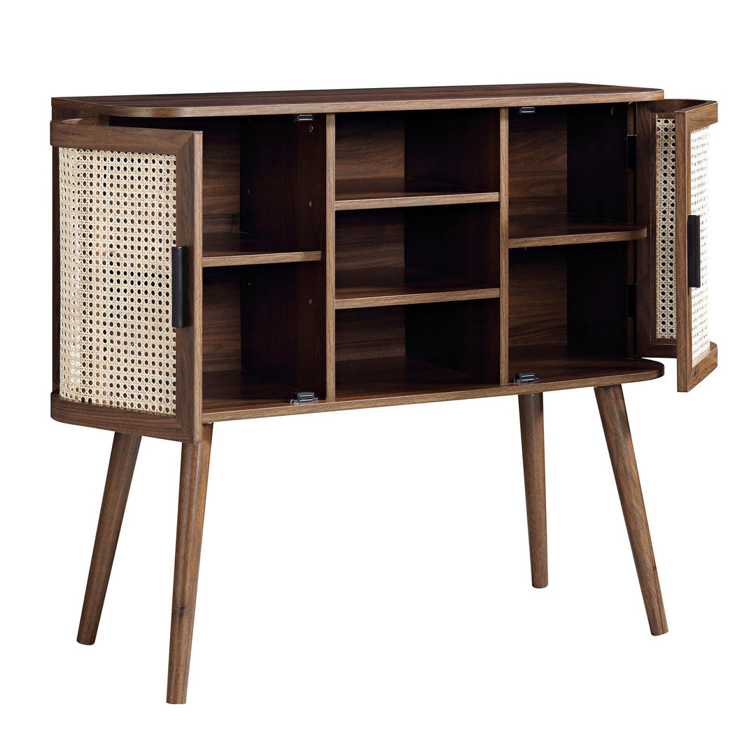 Izzy Curved Rattan 2-Door Buffet Sideboard, Walnut | daals