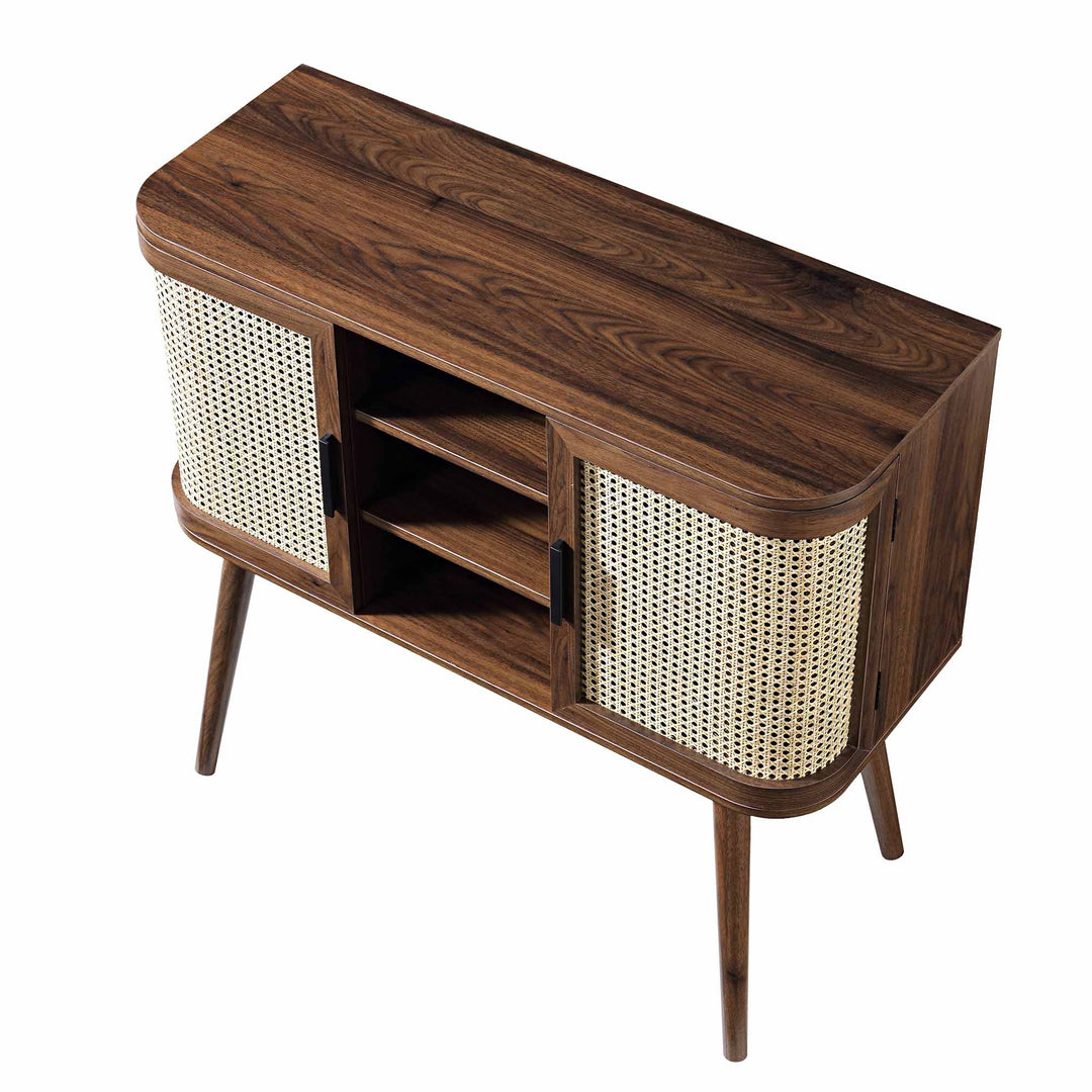 Izzy Curved Rattan 2-Door Buffet Sideboard, Walnut | daals