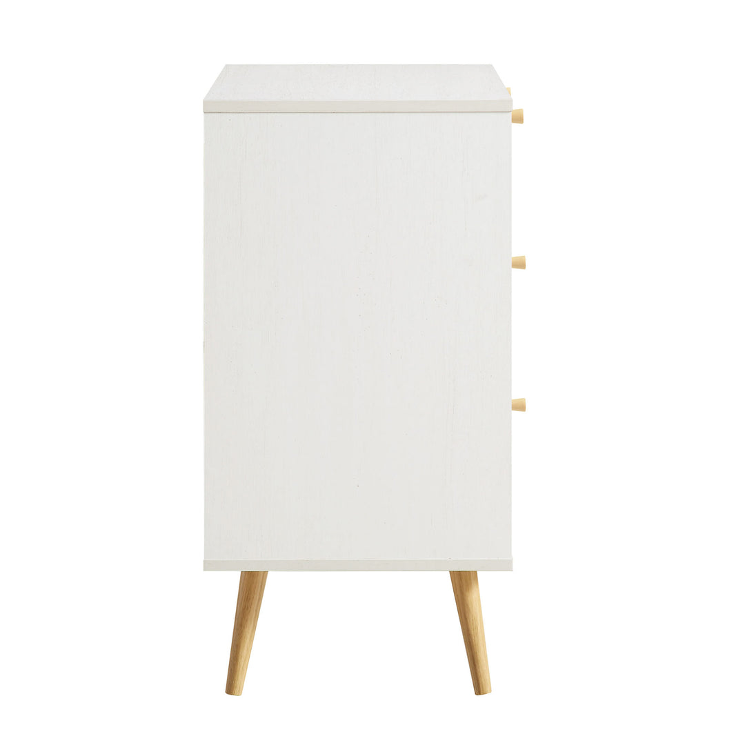 Anya Woven Rattan Chest of 3 Drawers in White | daals