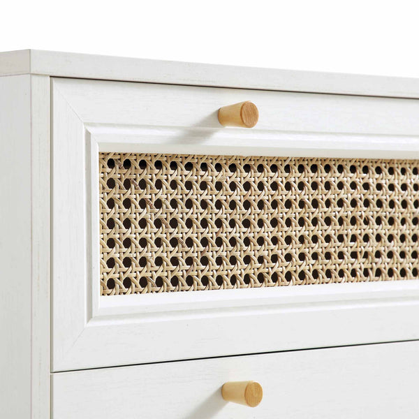Anya Woven Rattan Chest of 3 Drawers in White | daals