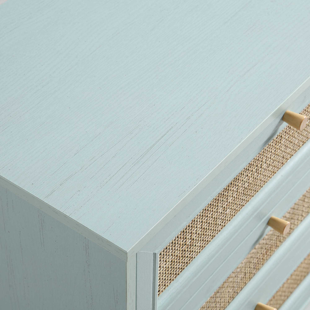 Frances Woven Rattan Chest of 6 Drawers, Mint | daals