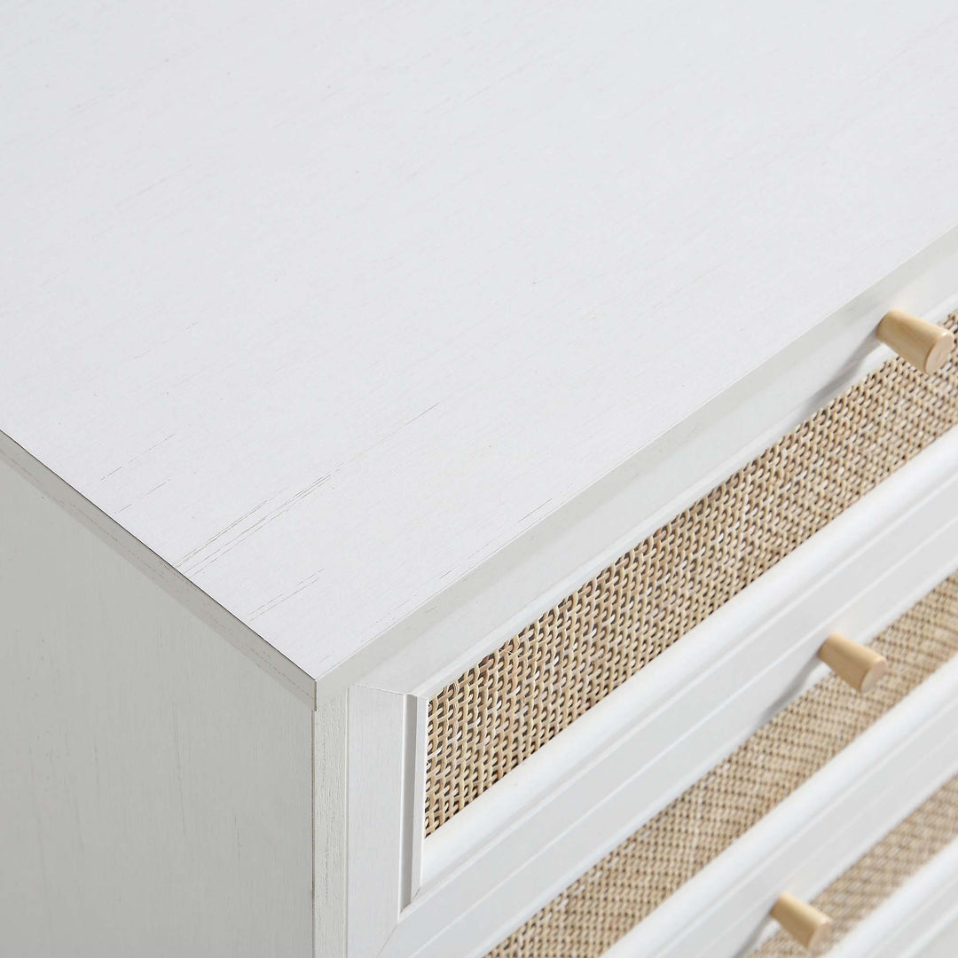 Frances Woven Rattan Chest of 6 Drawers, White | daals
