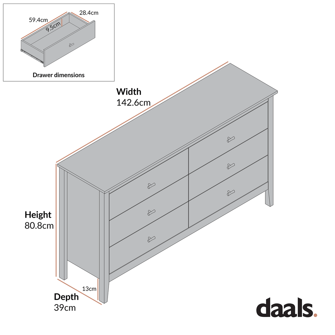Oakham Chest of 6 Drawers, Deep Greige | daals