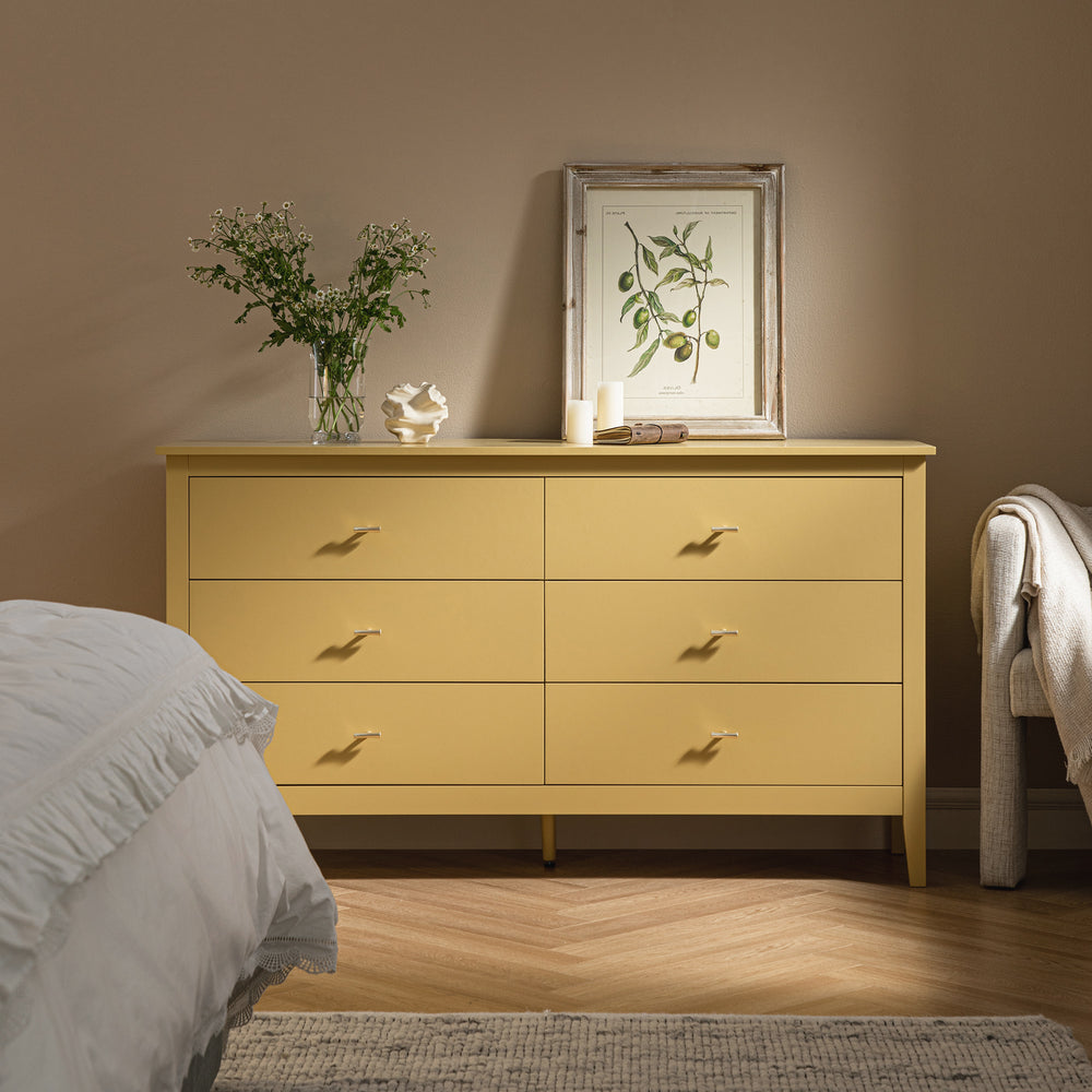 Oakham Chest of 6 Drawers, Rattan Yellow | daals
