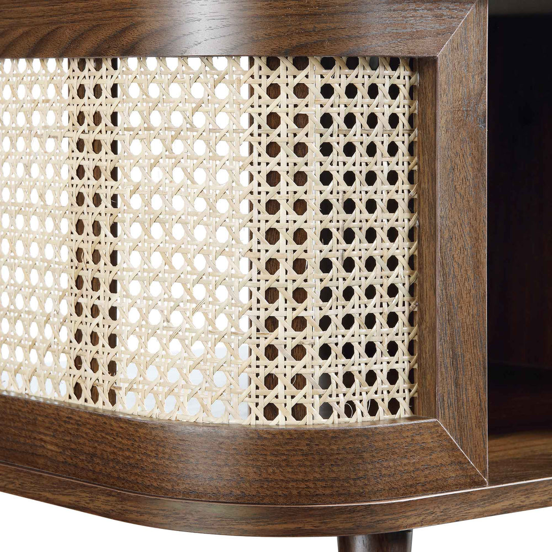 Izzy Curved Rattan Coffee Table, Walnut | daals