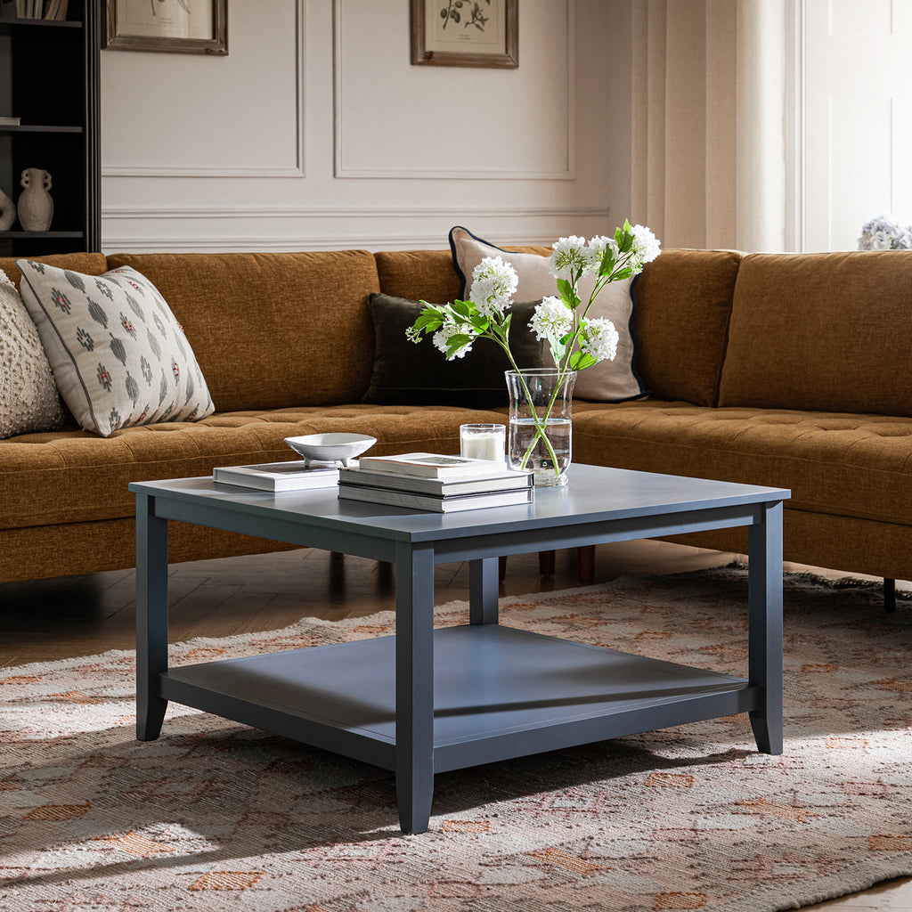 Oakham 80cm Square Coffee Table, Stormy Blue | daals