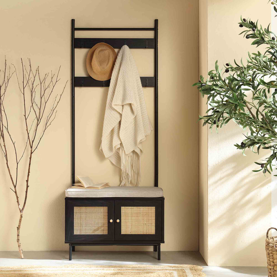 Frances Woven Hallway Unit with Cushion, Black | daals