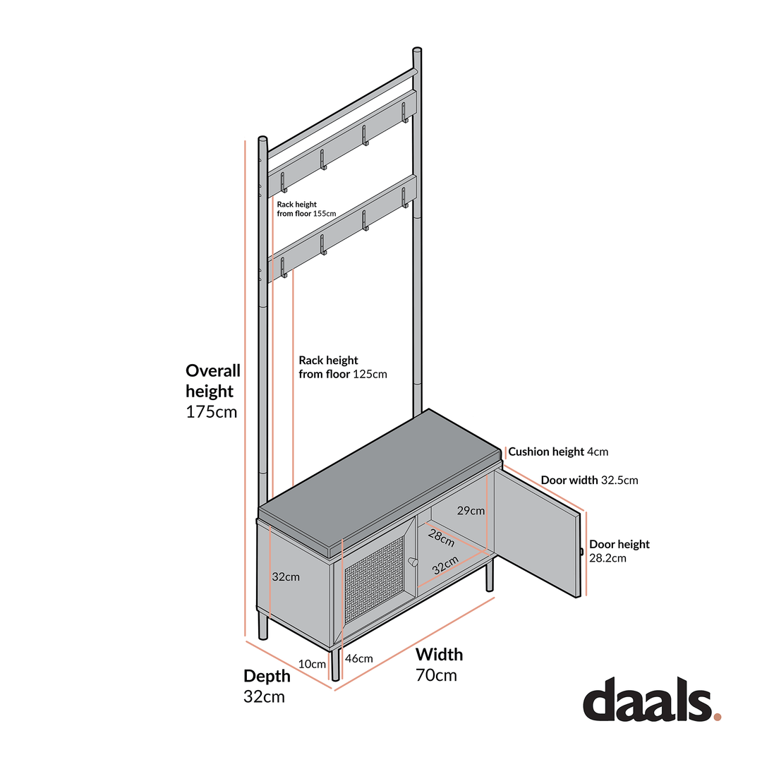 Frances Woven Hallway Unit with Cushion, Natural | daals