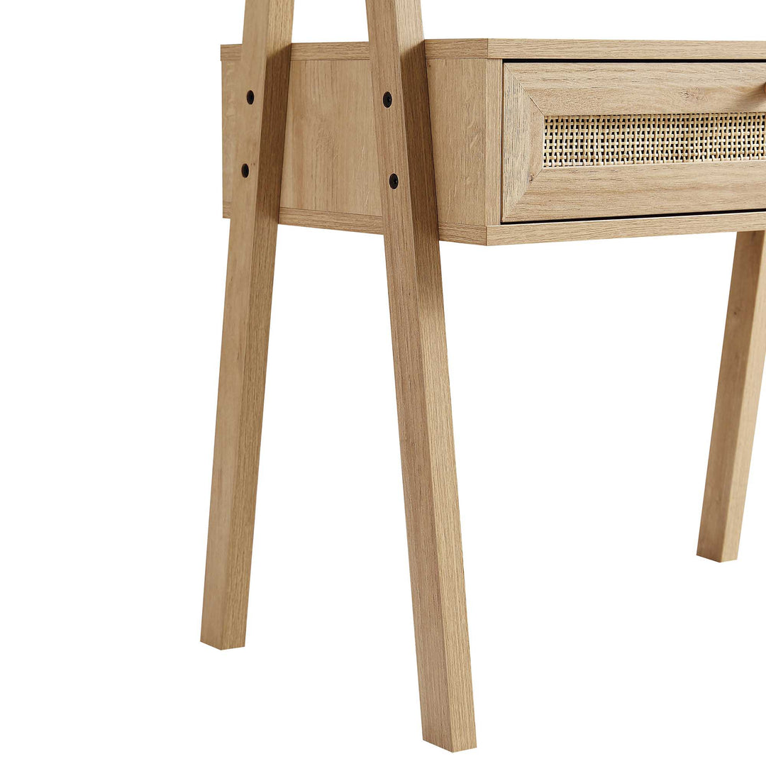 Frances Woven Rattan Standing Dressing Table with Mirror, Natural | daals