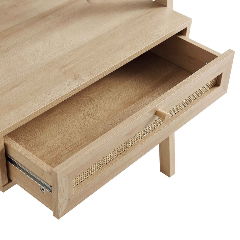 Frances Woven Rattan Standing Dressing Table with Mirror, Natural | daals