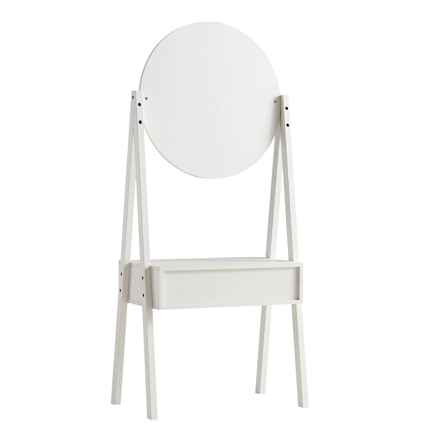 Frances Woven Rattan Standing Dressing Table with Mirror, White | daals