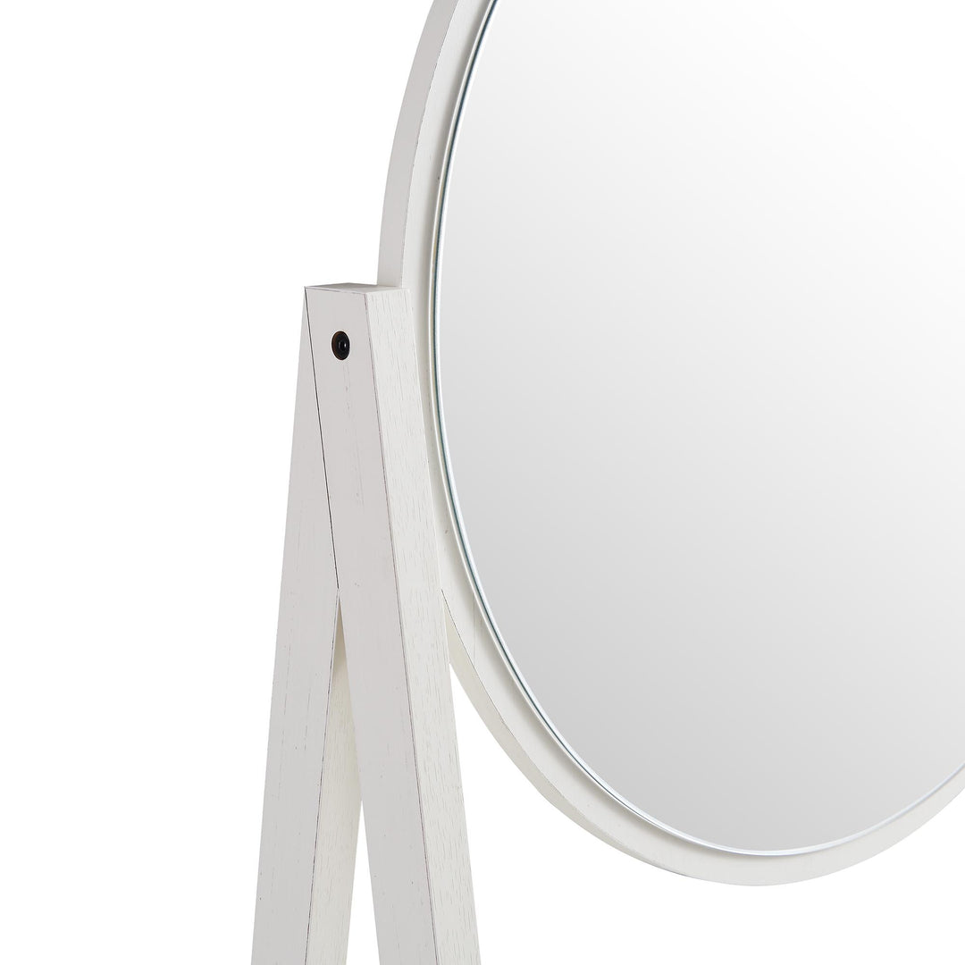 Frances Woven Rattan Standing Dressing Table with Mirror, White | daals