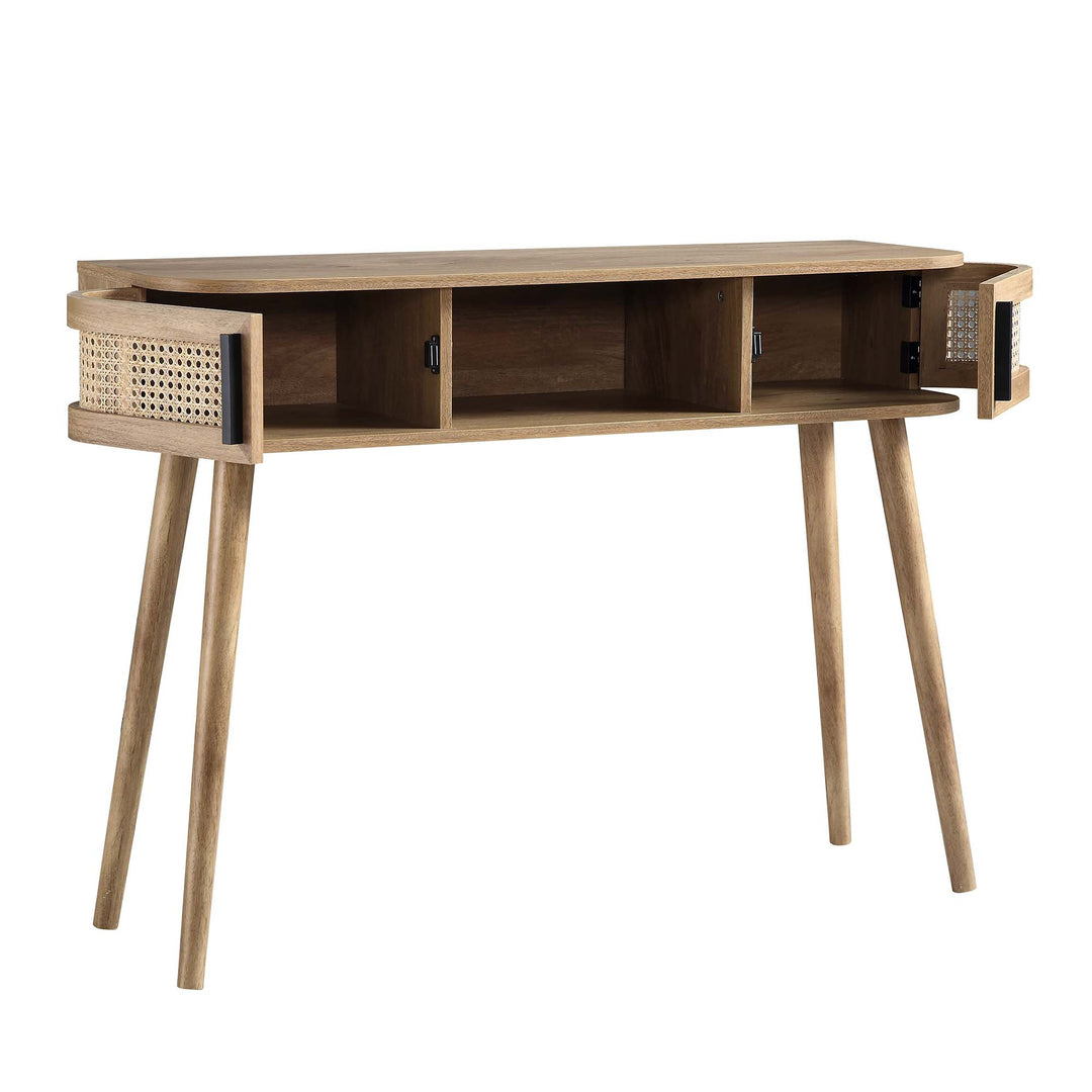 Izzy Curved Rattan 2-Door Table, Natural | daals