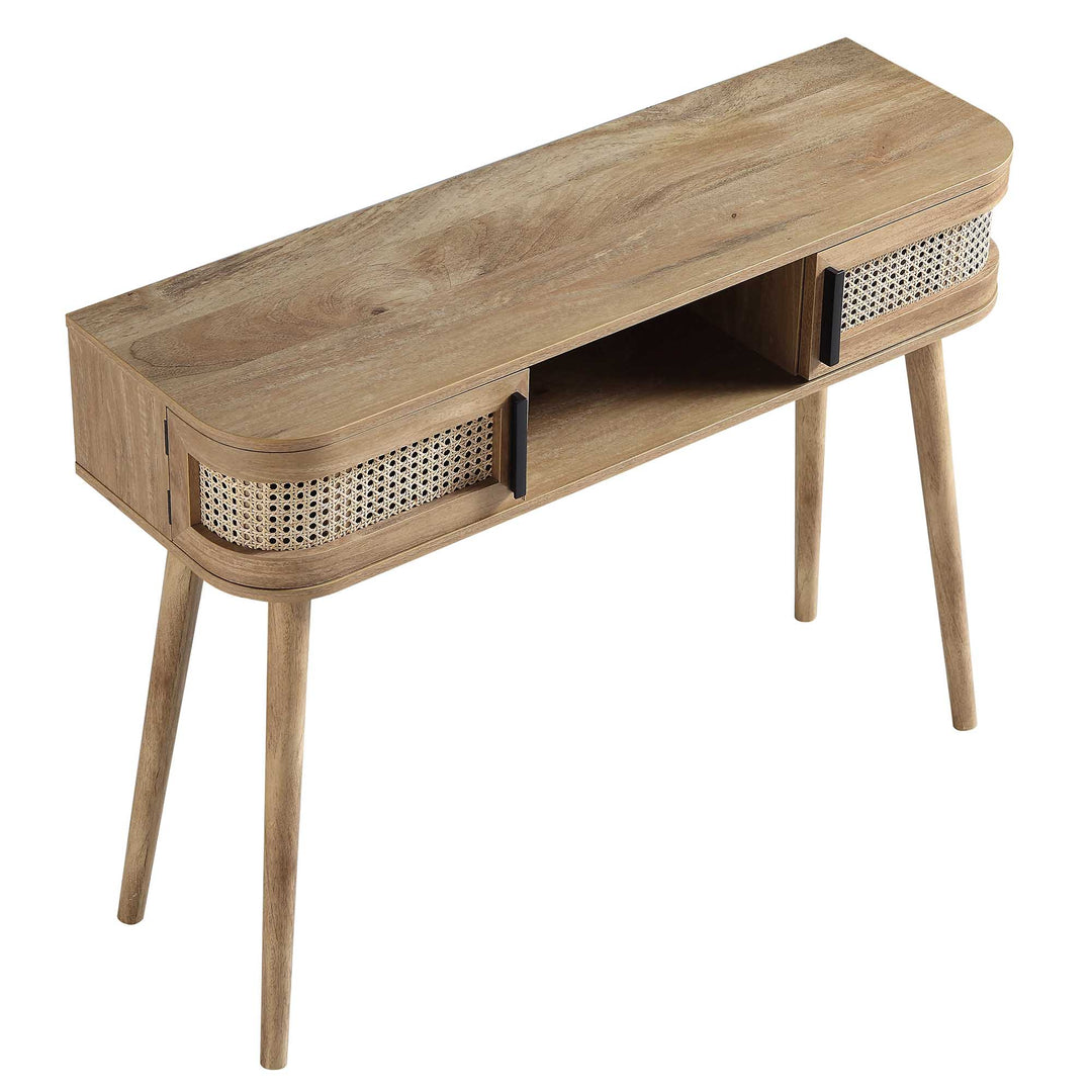 Izzy Curved Rattan 2-Door Table, Natural | daals
