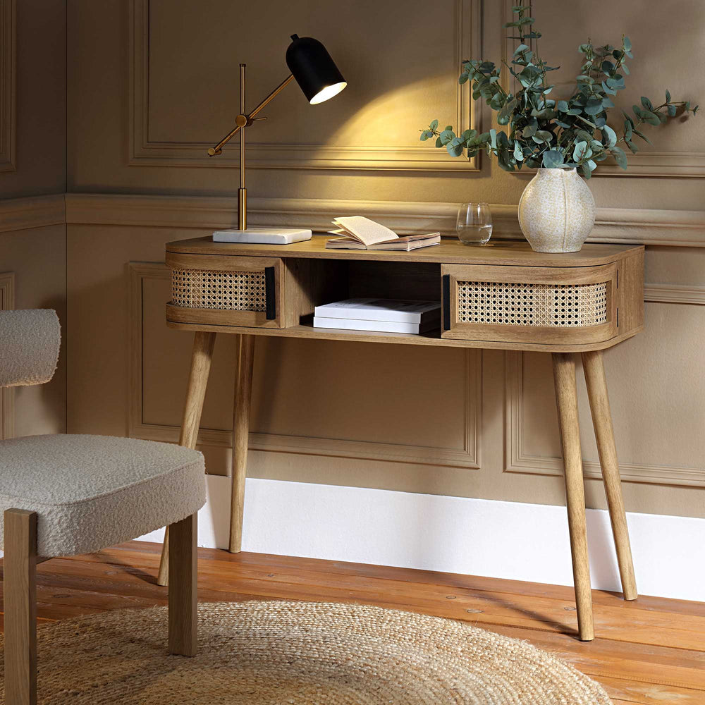 Izzy Curved Rattan 2-Door Table, Natural | daals