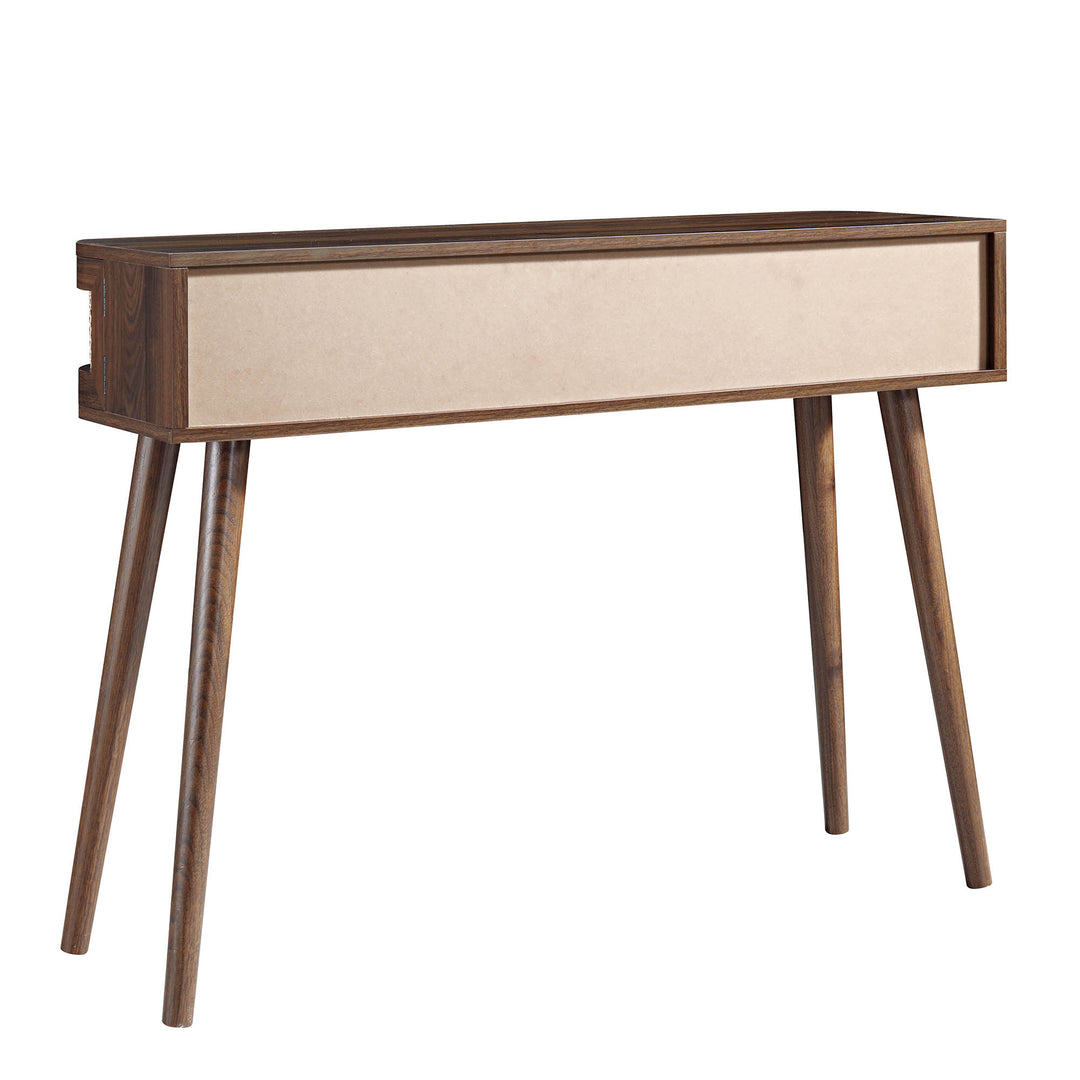 Izzy Curved Rattan 2-Door Table, Walnut | daals