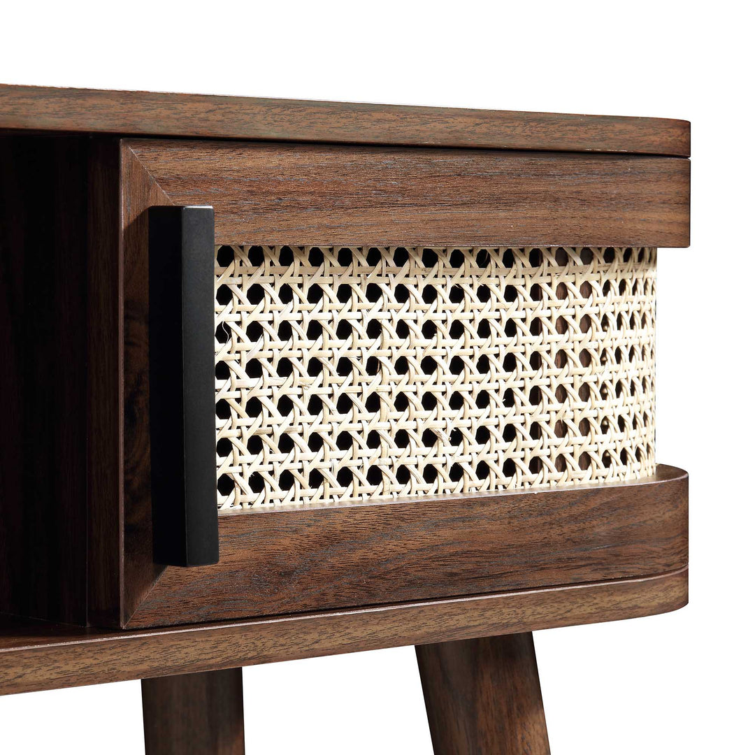 Izzy Curved Rattan 2-Door Table, Walnut | daals