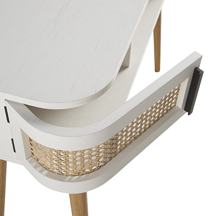 Izzy Curved Rattan 2-Door Table, White | daals
