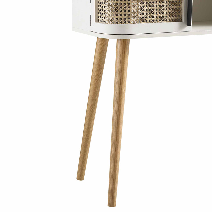 Izzy Curved Rattan 2-Door Table, White | daals