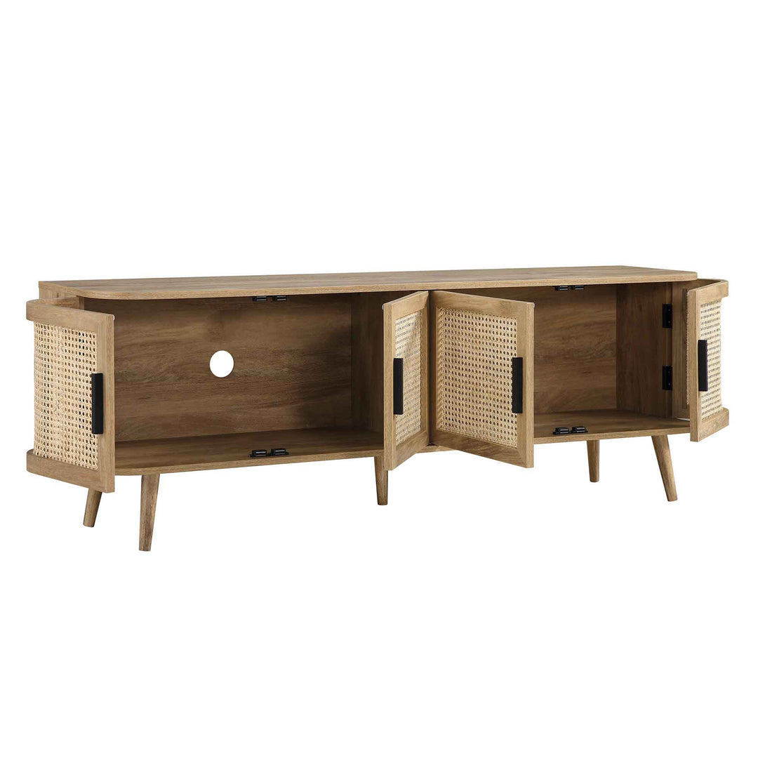 Izzy Curved Rattan 160cm Wide TV Unit, Natural | daals
