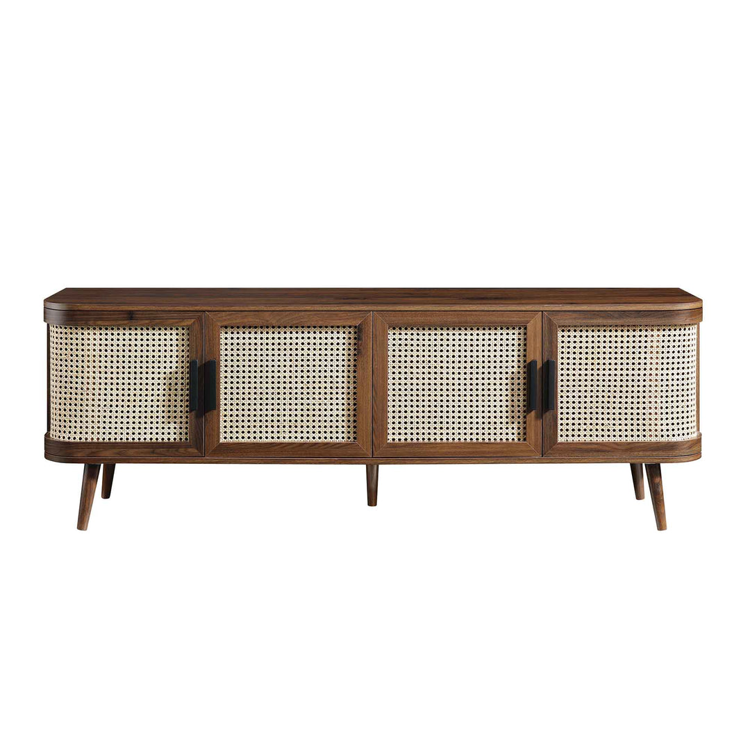 Izzy Curved Rattan 160cm Wide TV Unit, Walnut | daals