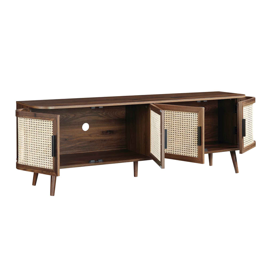 Izzy Curved Rattan 160cm Wide TV Unit, Walnut | daals