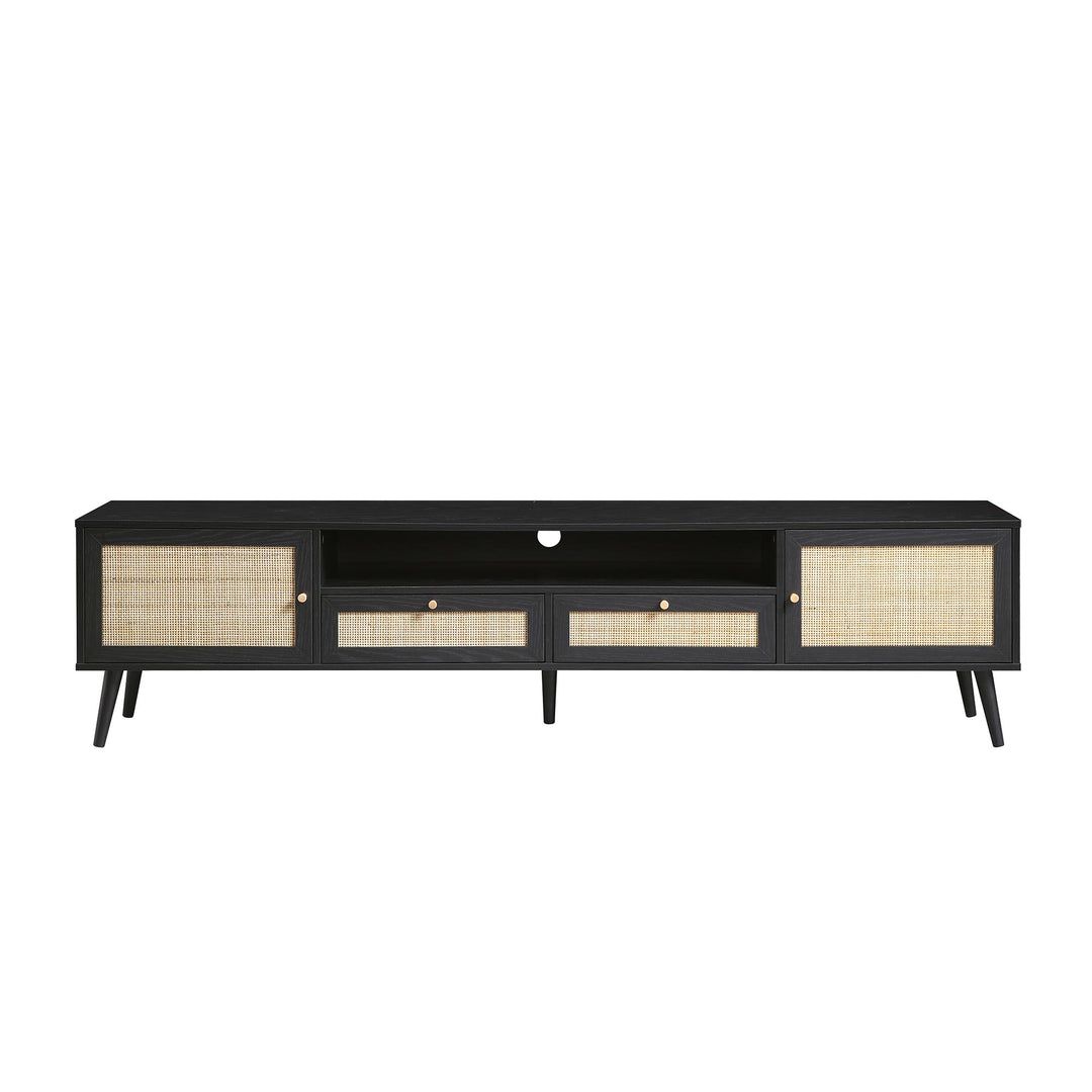 Frances Woven Rattan 200cm Wide TV Unit, Black | daals