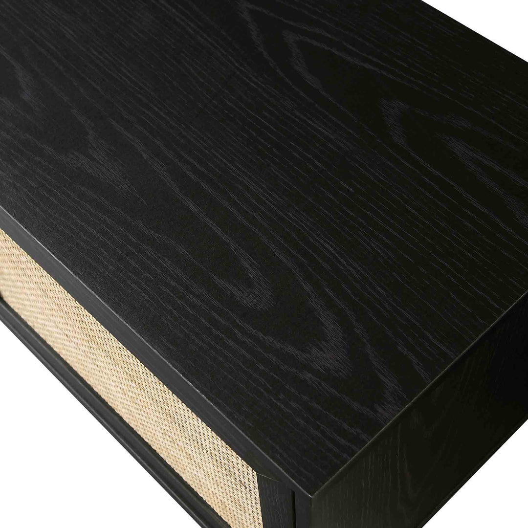 Frances Woven Rattan 200cm Wide TV Unit, Black | daals