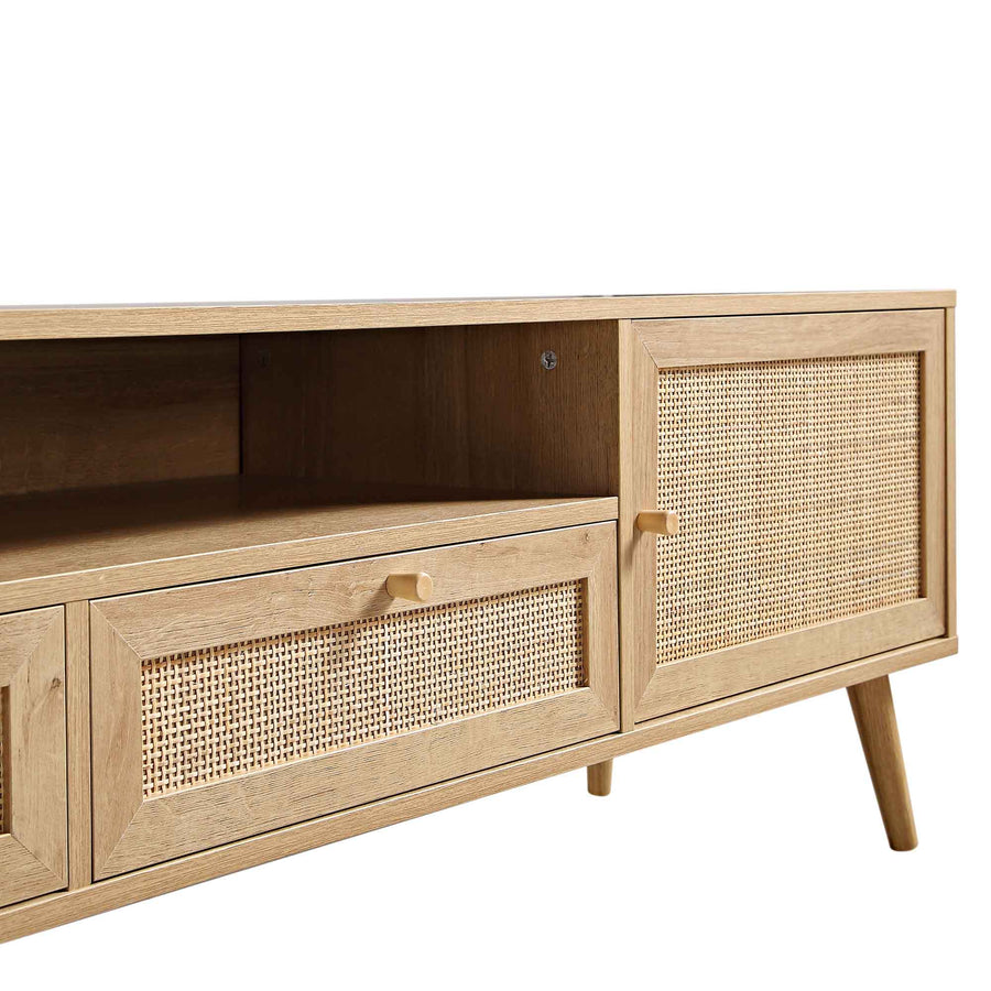 Frances Woven Rattan 200cm Wide TV Unit, Natural | daals