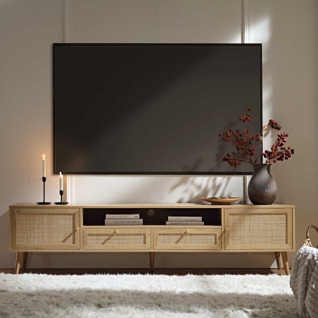Frances Woven Rattan 200cm Wide TV Unit, Natural | daals