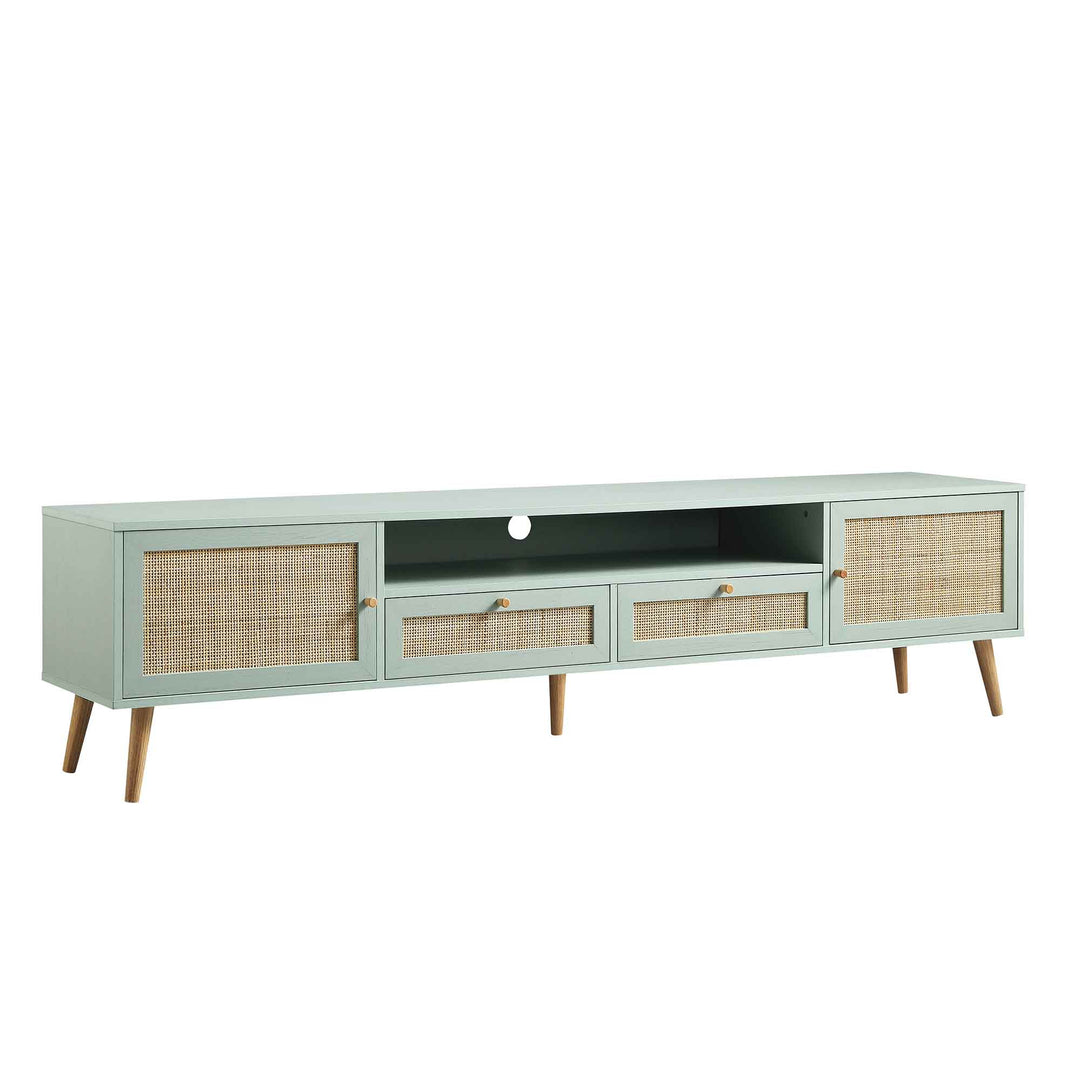 Frances Woven Rattan 200cm Wide TV Unit, Mint | daals
