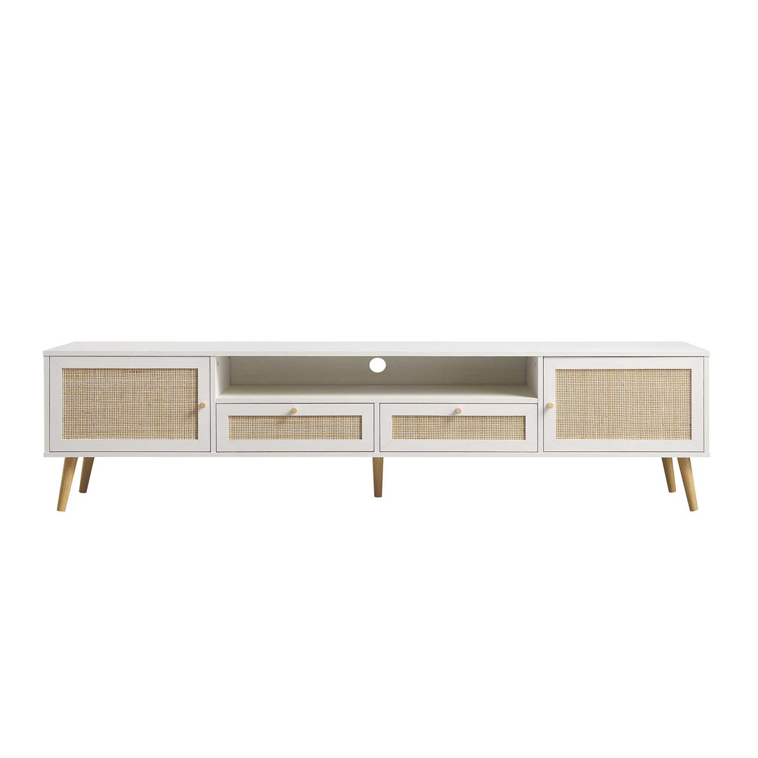 Frances Woven Rattan 200cm Wide TV Unit, White | daals