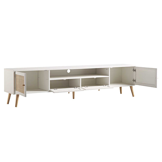 Frances Woven Rattan 200cm Wide TV Unit, White | daals