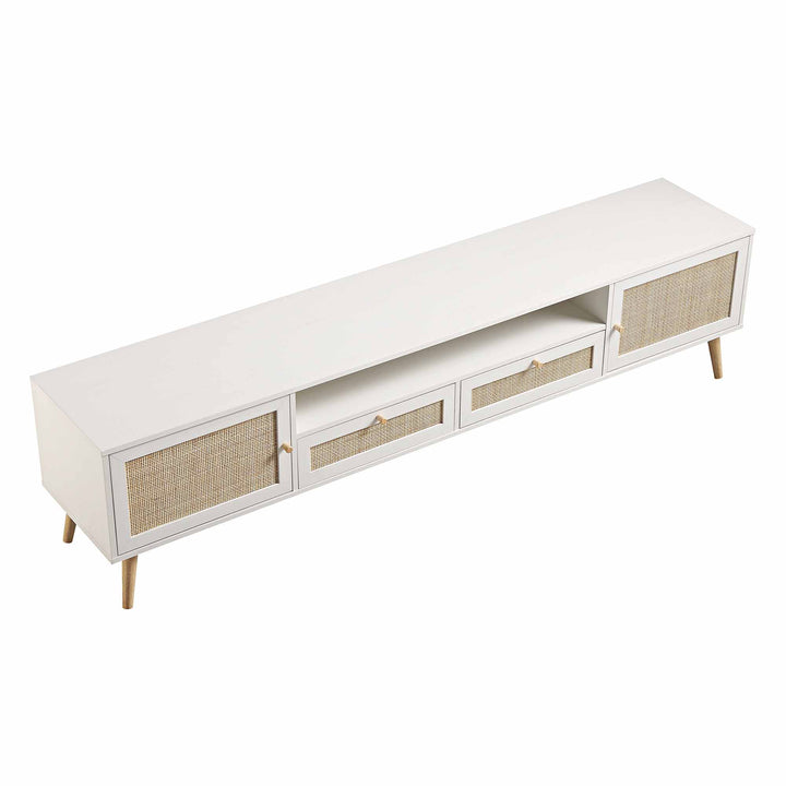 Frances Woven Rattan 200cm Wide TV Unit, White | daals