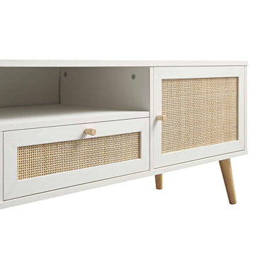 Frances Woven Rattan 200cm Wide TV Unit, White | daals