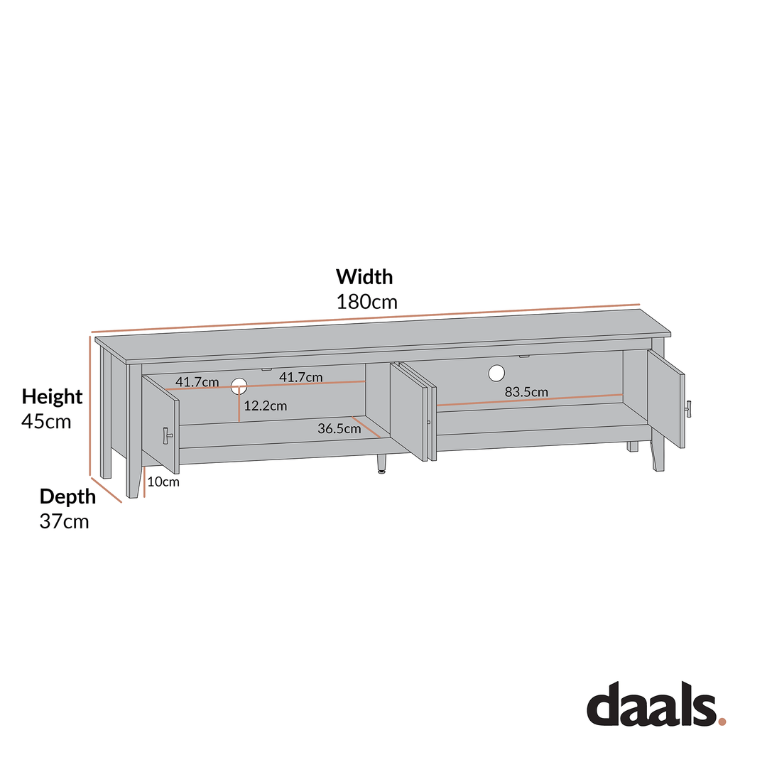 Oakham 180cm Wide TV Unit, Deep Greige | daals