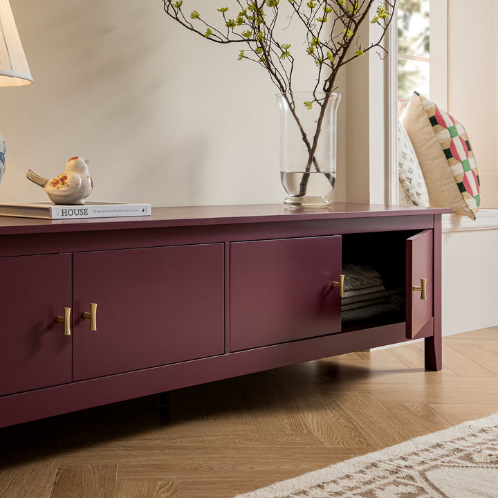 Oakham 180cm Wide TV Unit, Wild Cherry | daals