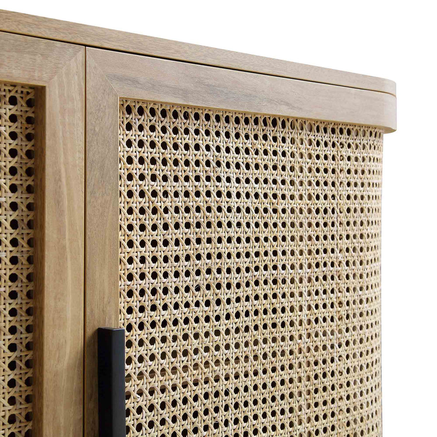 Izzy Curved Rattan Large 3-Door Sideboard, Natural | daals