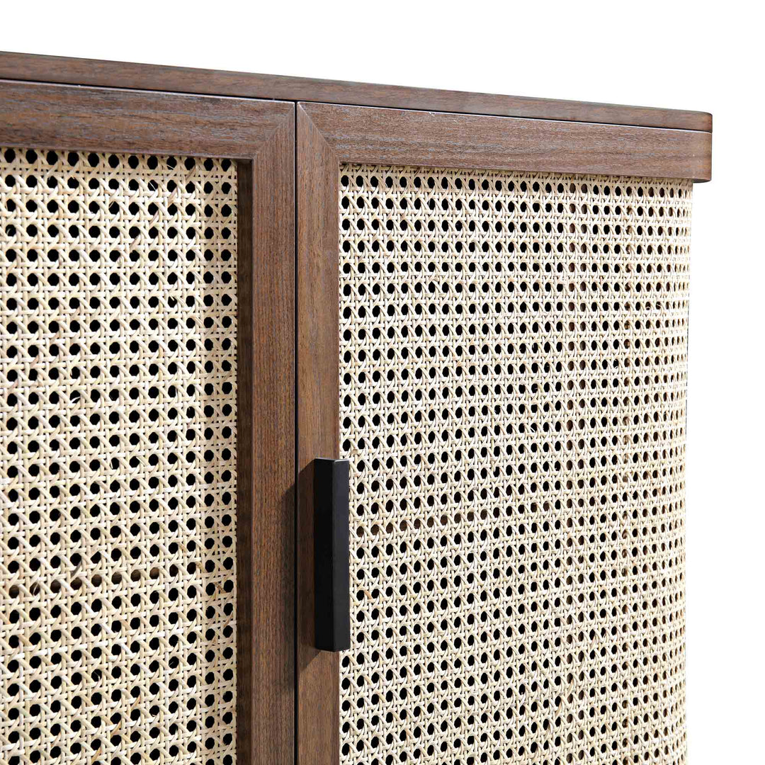 Izzy Curved Rattan Large 3-Door Sideboard, Walnut | daals