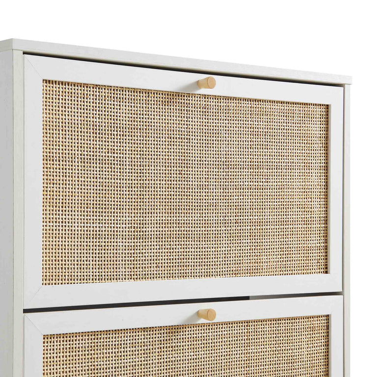Frances Rattan 3 Tier Shoe Storage Cabinet, White | daals