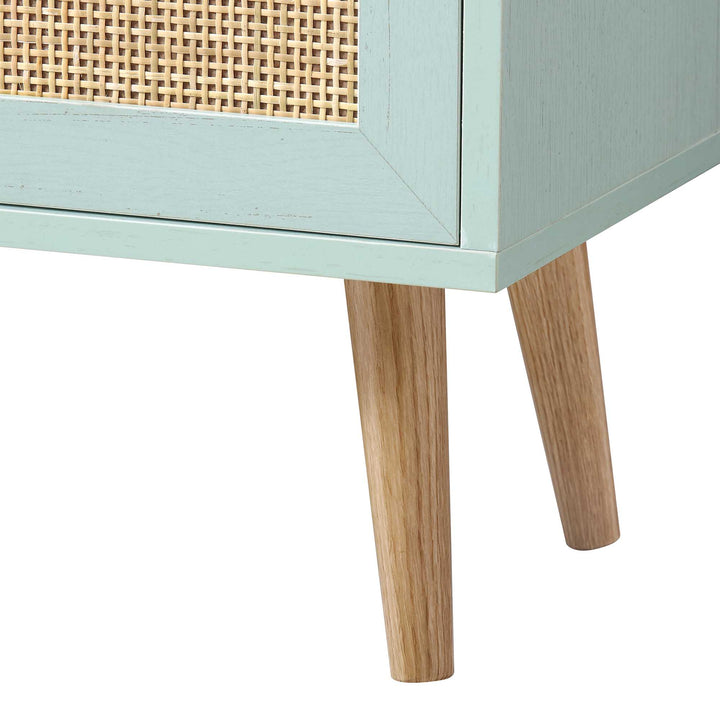 Frances Woven Rattan Bookcase with Doors, Mint | daals