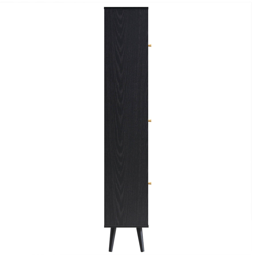 Frances Woven Rattan Tallboy Bathroom Unit, Black | daals