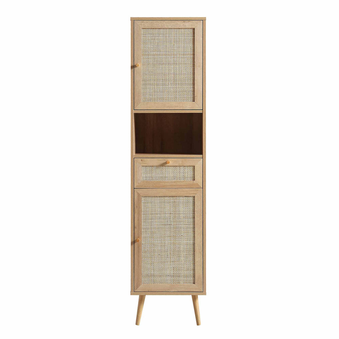 Frances Woven Rattan Tallboy Bathroom Unit, Natural | daals
