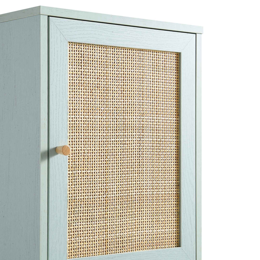 Frances Woven Rattan Tallboy Bathroom Unit, Mint Green | daals