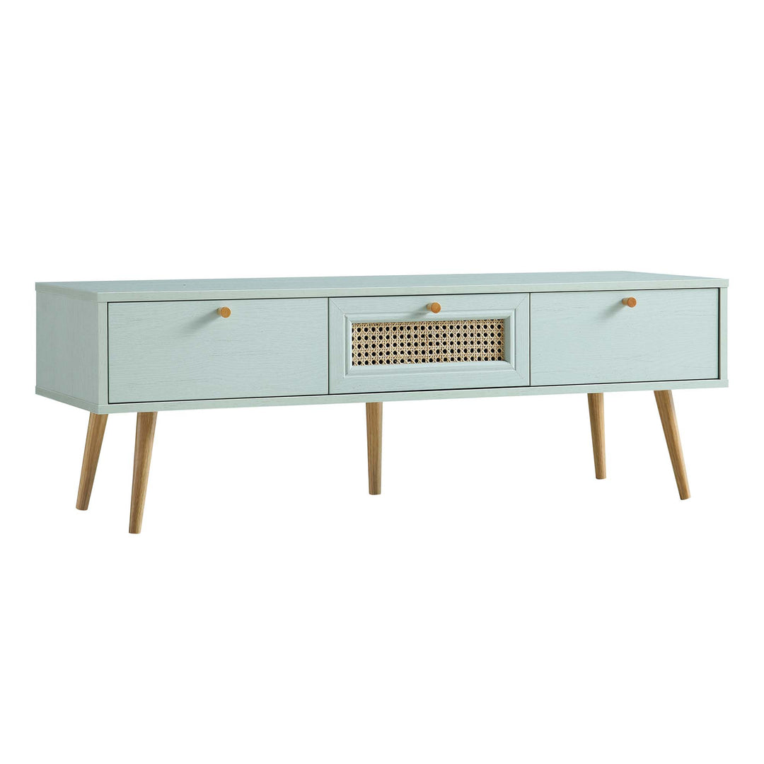 Anya Woven Rattan 3-Drawer TV Unit in Mint | daals