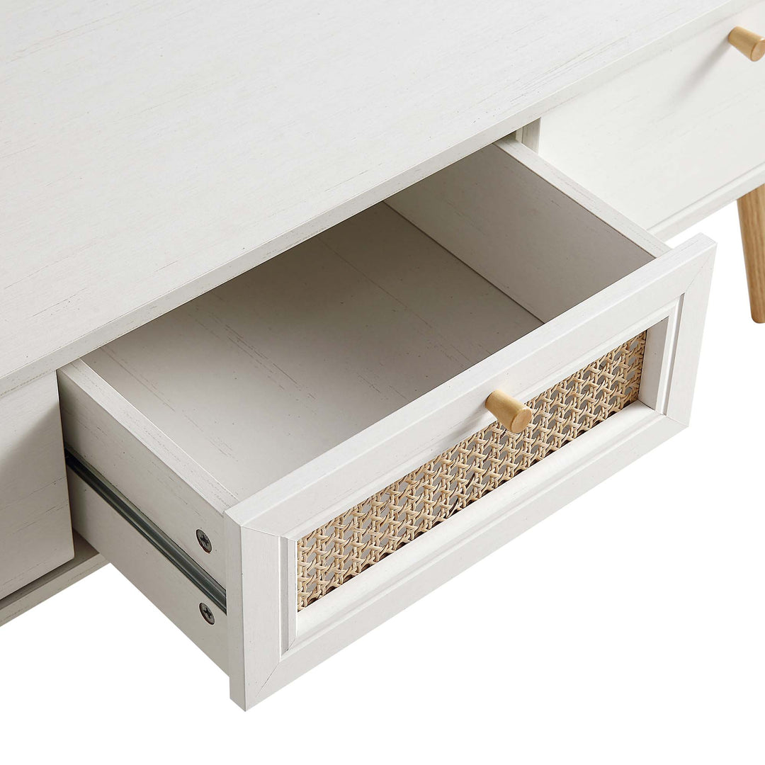 Anya Woven Rattan 3-Drawer TV Unit in White | daals