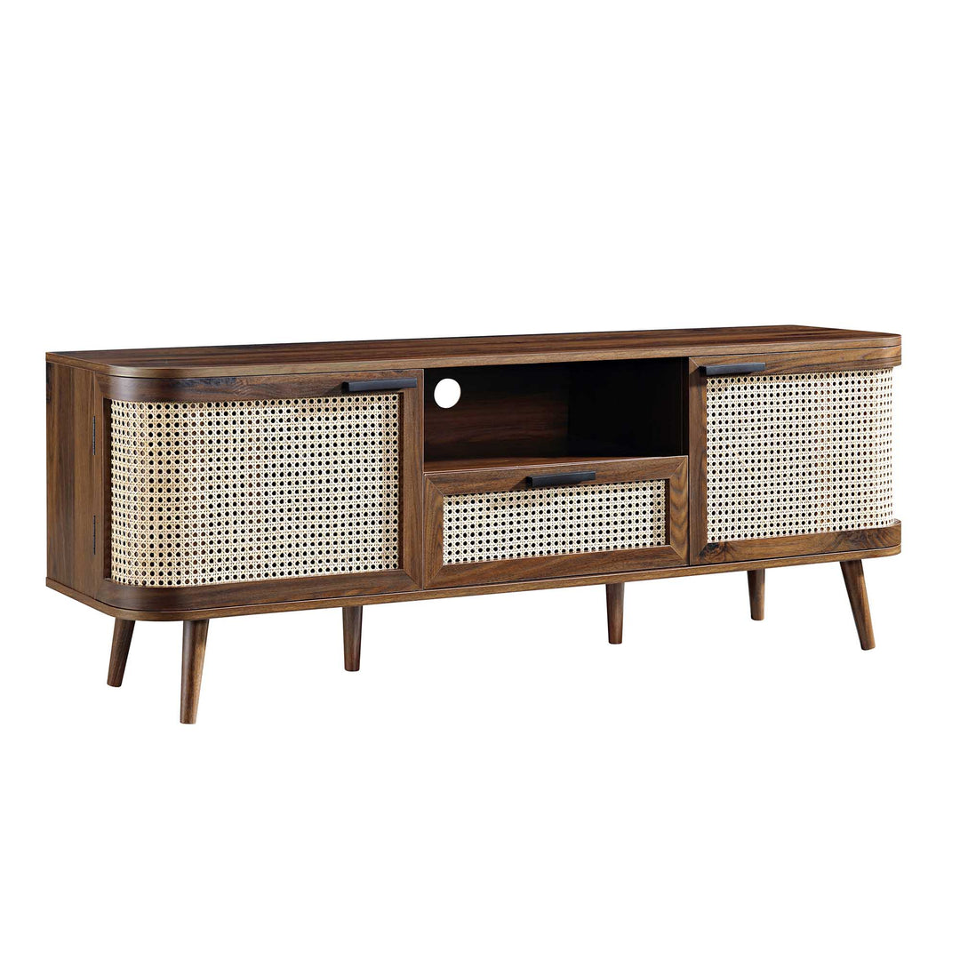 Izzy Curved Rattan 150cm TV Unit, Walnut | daals