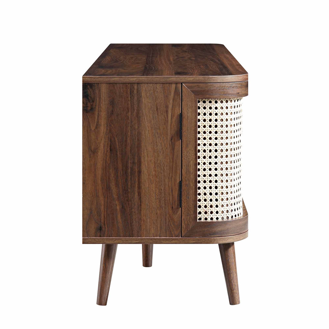 Izzy Curved Rattan 150cm TV Unit, Walnut | daals