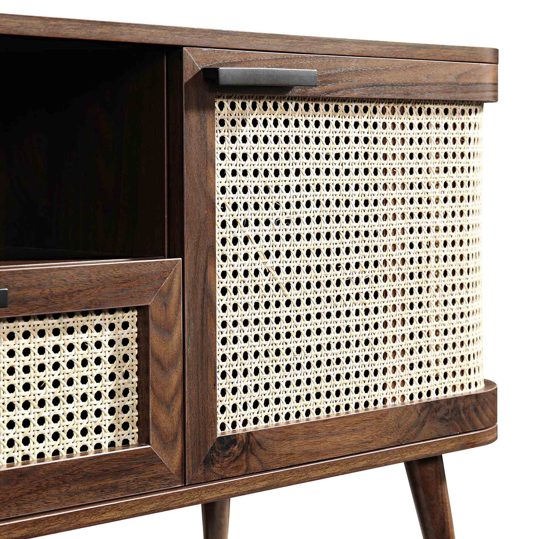 Izzy Curved Rattan 150cm TV Unit, Walnut | daals