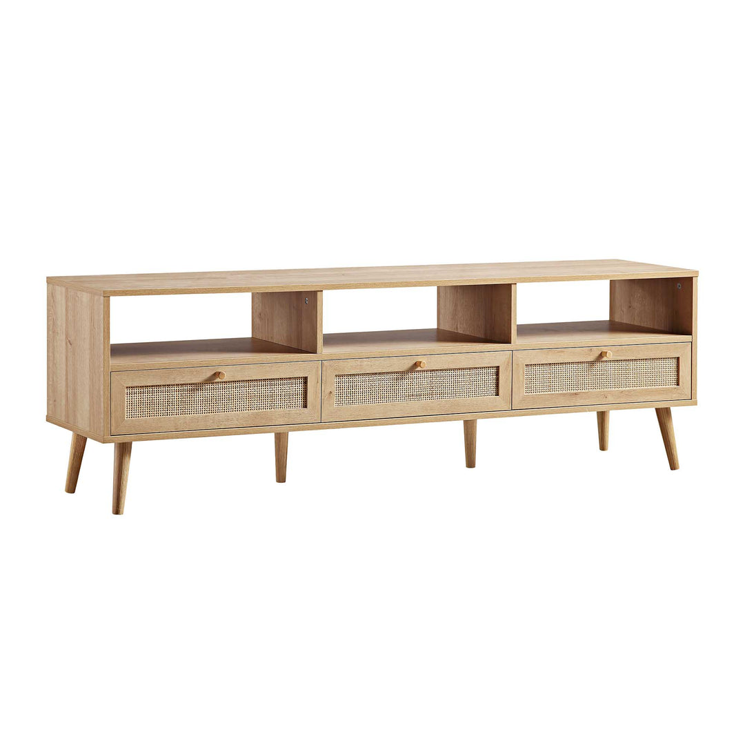 Frances Woven Rattan 160cm 3-Drawer TV Unit, Natural | daals